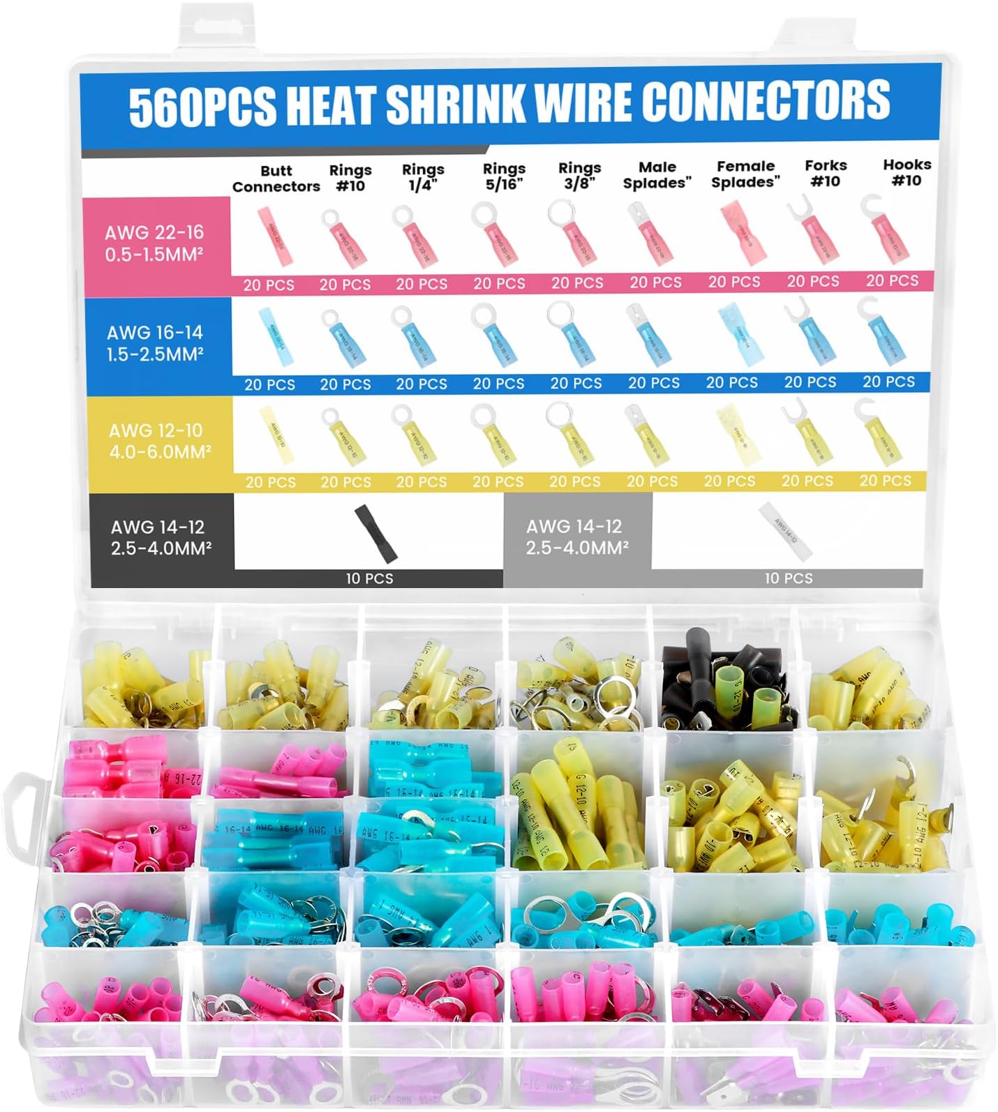 560Pcs Marine Grade Heat Shrink Wire Connectors, Waterproof Electrical ...