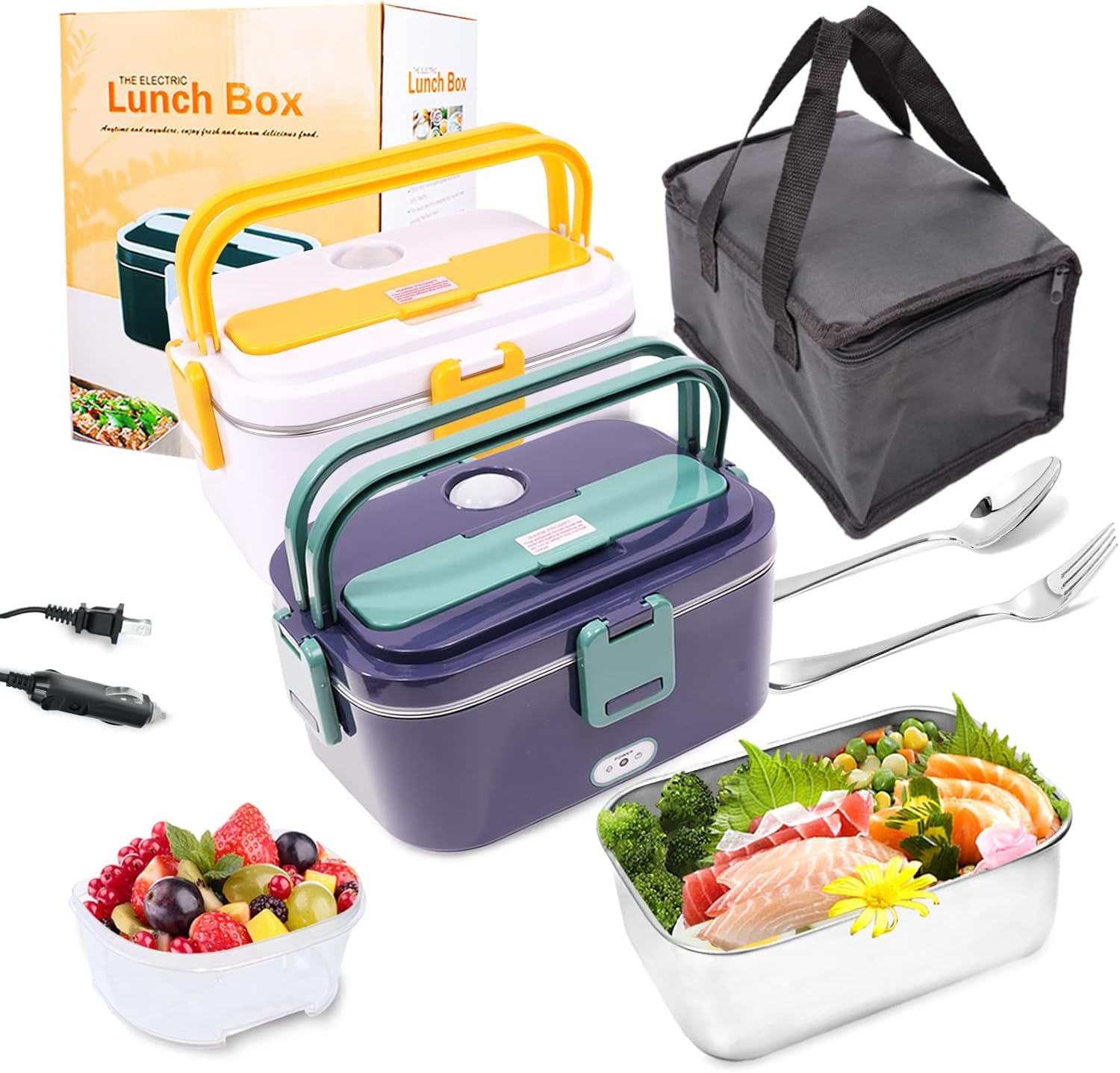 Amazon.com: Eleckfun Electric Lunch Box Food Heater Portable Heated ...