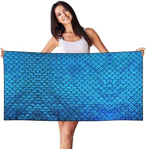Amazon.com: Blue Fish Scale Print Summer Vacations Beach Towel ...