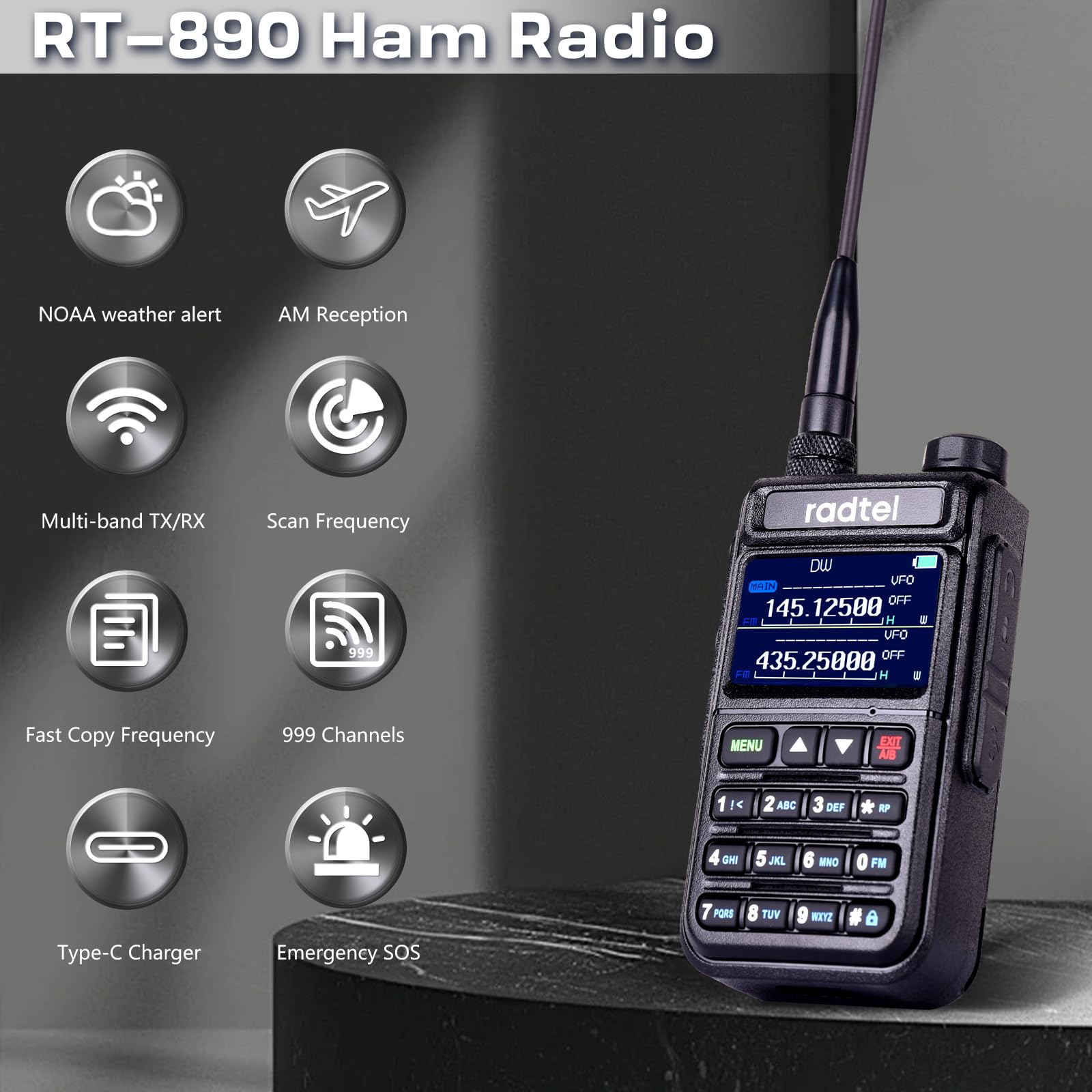 Snapklik.com : Radtel RT-890 Ham Radio 999 Channels Full Band Long ...