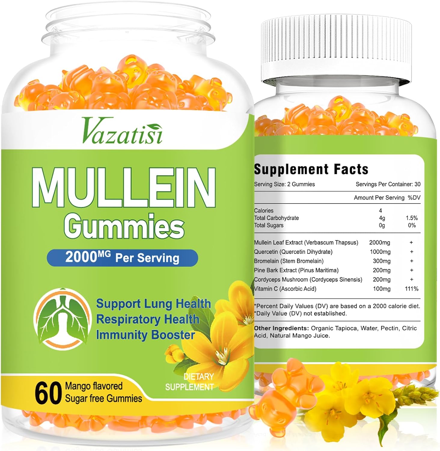 Amazon.com: Mullein Gummies - 2000mg Mullein Leaf Extract with ...