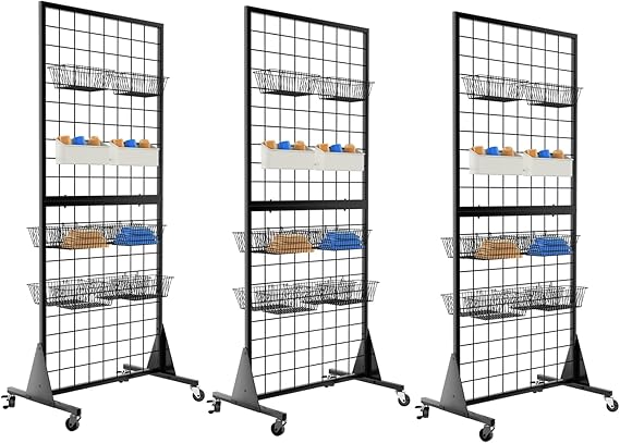 Amazon.com: QKOSMTL 3-Pack Gridwall Panel Display Stand, 2'x5.5' Heavy ...