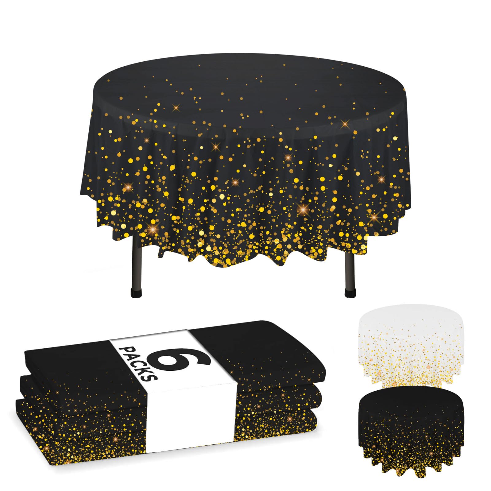 Amazon.com: NORZEE 6-Pack Black Disposable Plastic Tablecloths, 84 ...
