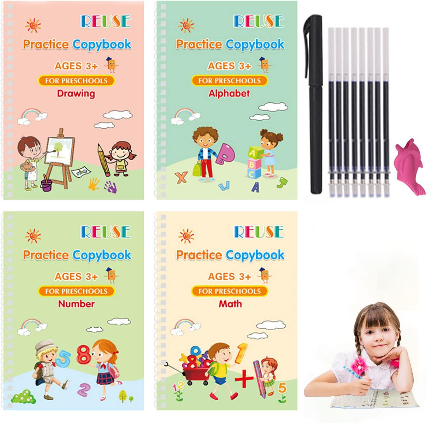 Amazon.com : 4 Pc Groove Writing Books for Kids,Magic Groove Practice ...