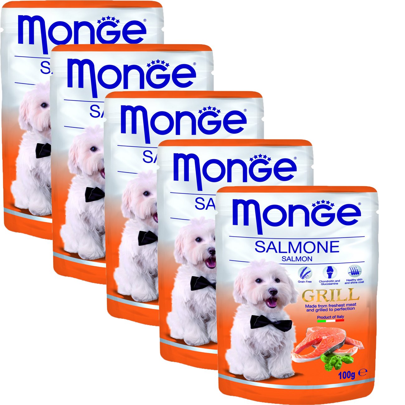 Monge Grill – Chunks with Chicken & Salmon (Pack of 5) : Amazon.in: Pet ...