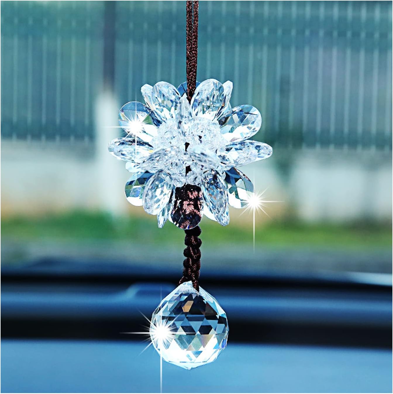 Amazon.com: Car Rear View Mirror Pendant, Bling Crystal Hanging ...