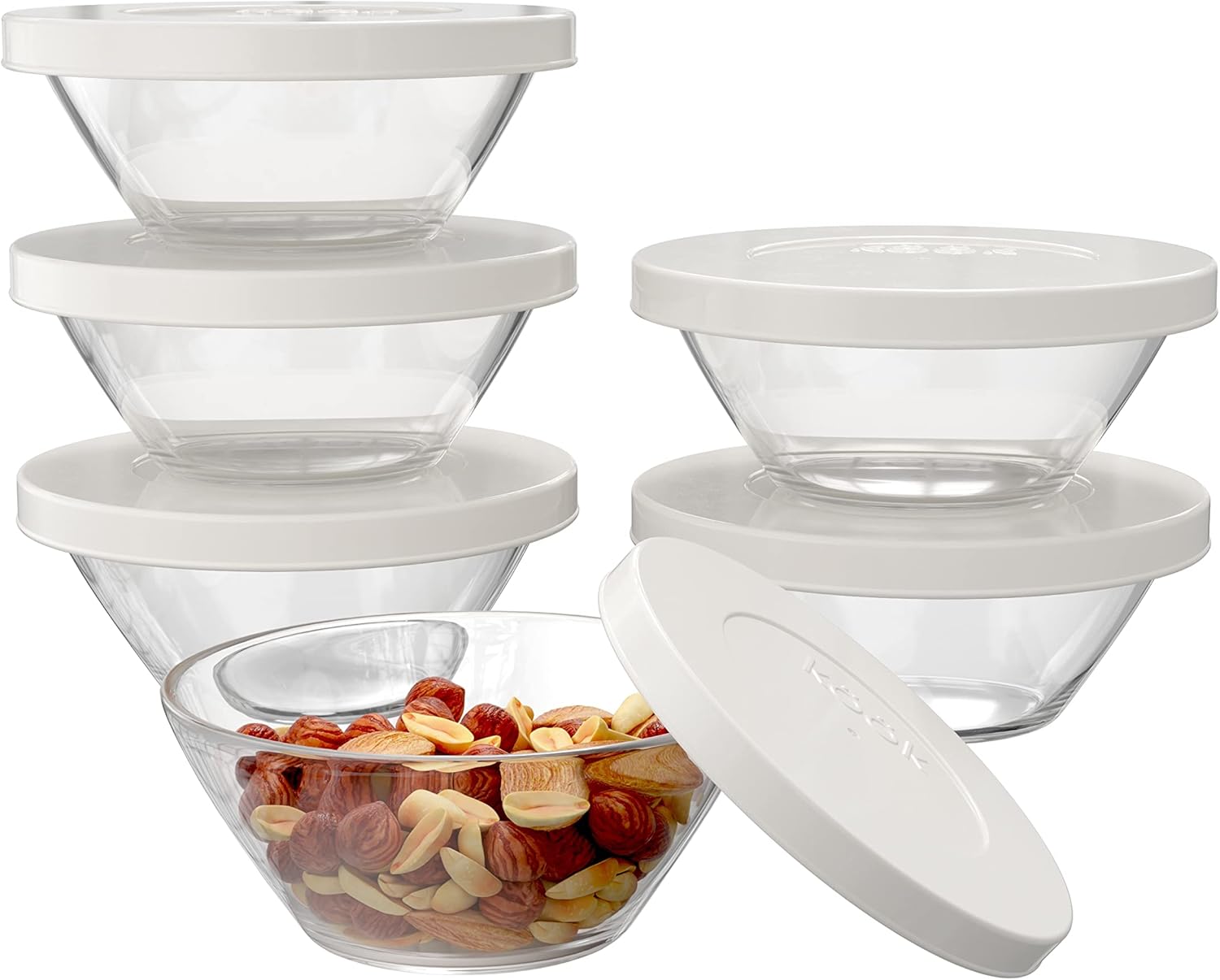 Amazon.com: KooK Small Glass Prep Bowls with Lids Set, Clear Mini Food ...