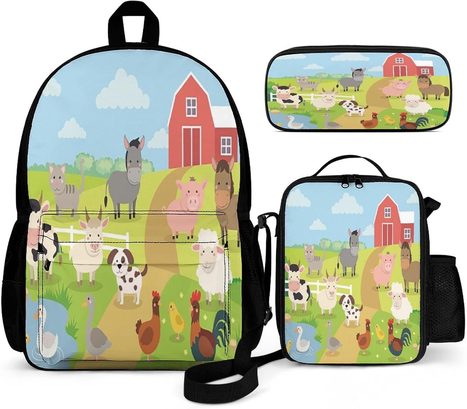 Amazon.com: KiuLoam Farm Animals Kids Backpack Set 3 Piece Back To ...