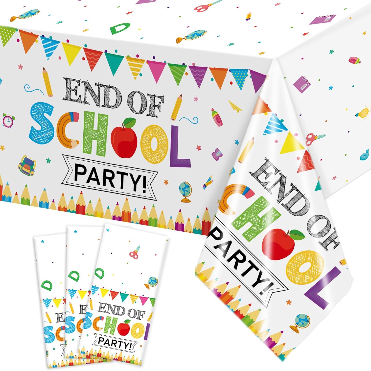 Amazon.com: 3PCS End of School Party Tablecloths for Kids Class ...