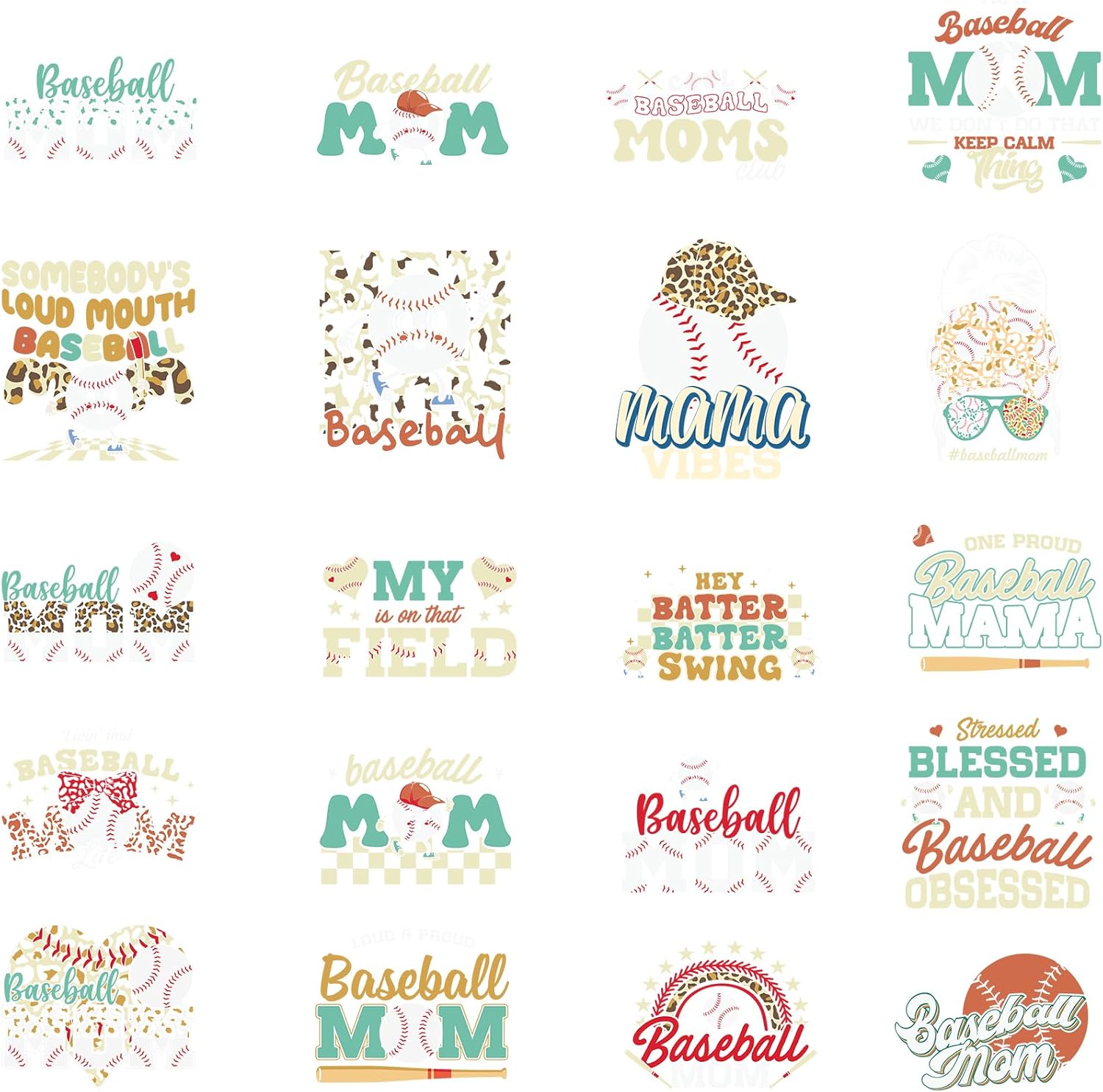 20 piezas de calcomanías de vinilo termotransferibles de béisbol HTV ...