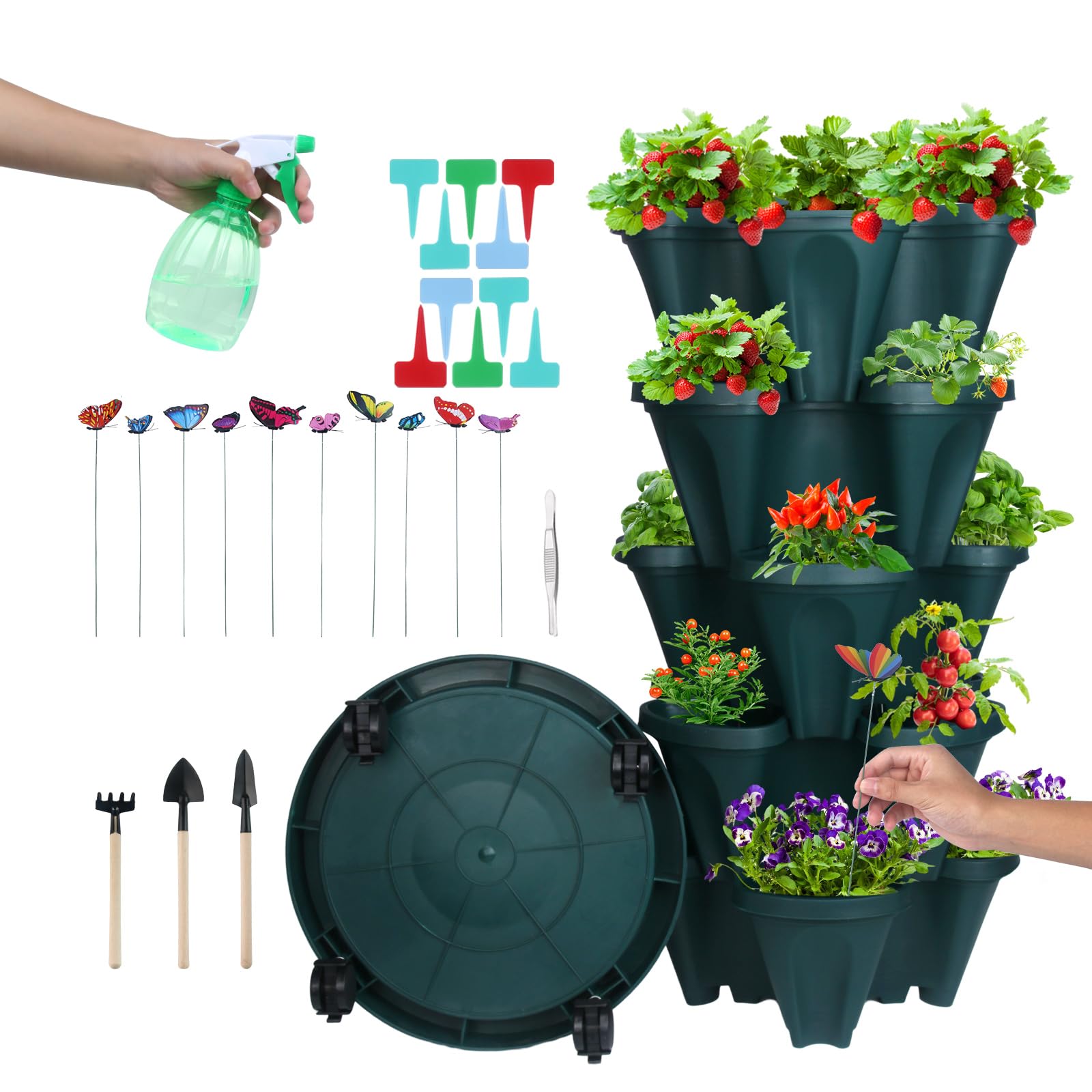 Amazon.com : Stackable Planter, Vertical Strawberry Planter with Garen ...