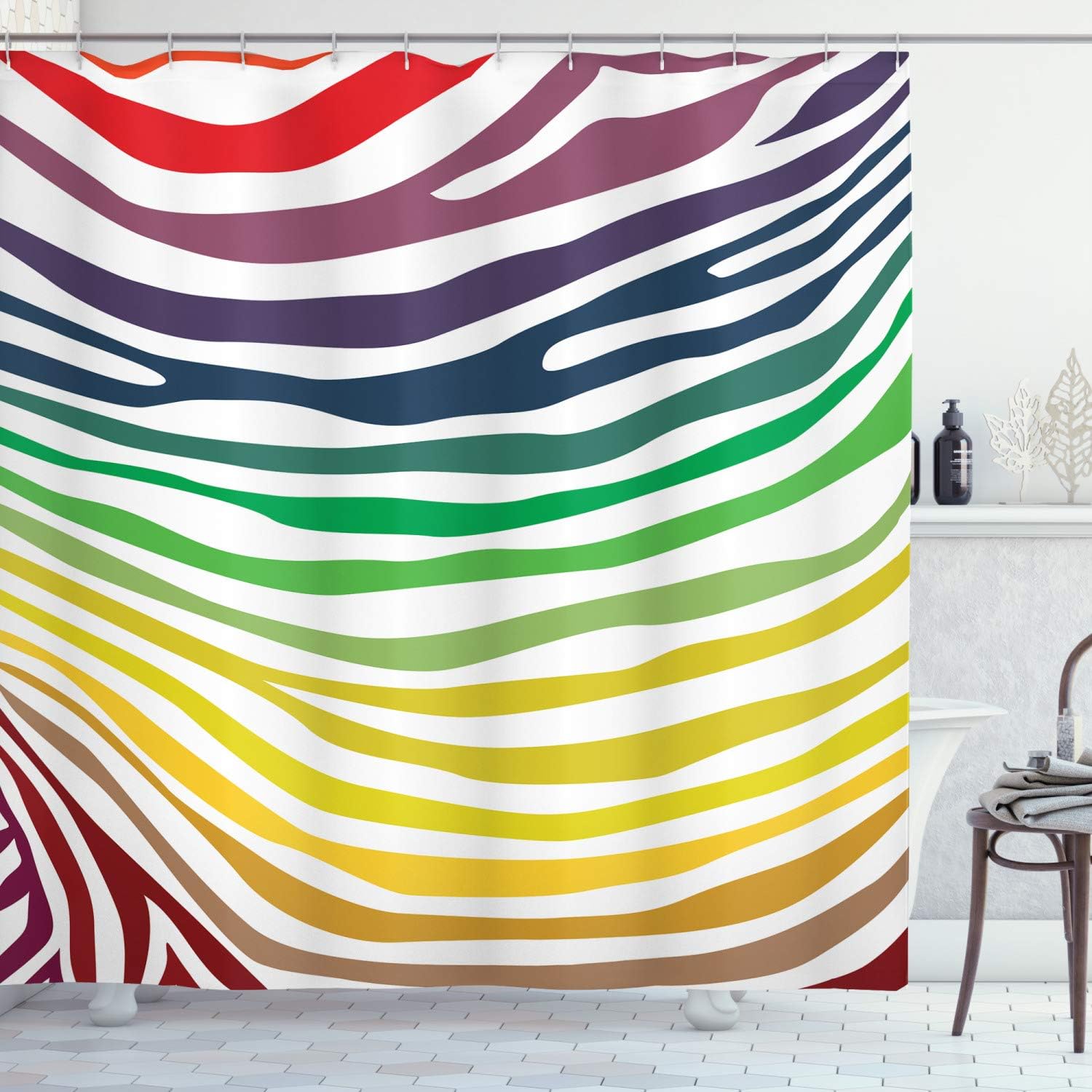 Amazon.com: Ambesonne Zebra Print Shower Curtain, Zebra Stripes Pattern ...