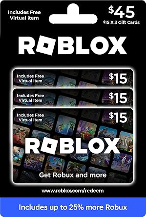 Amazon.com: Roblox Physical Gift Cards, Multipack of 3 x $15 [Includes ...