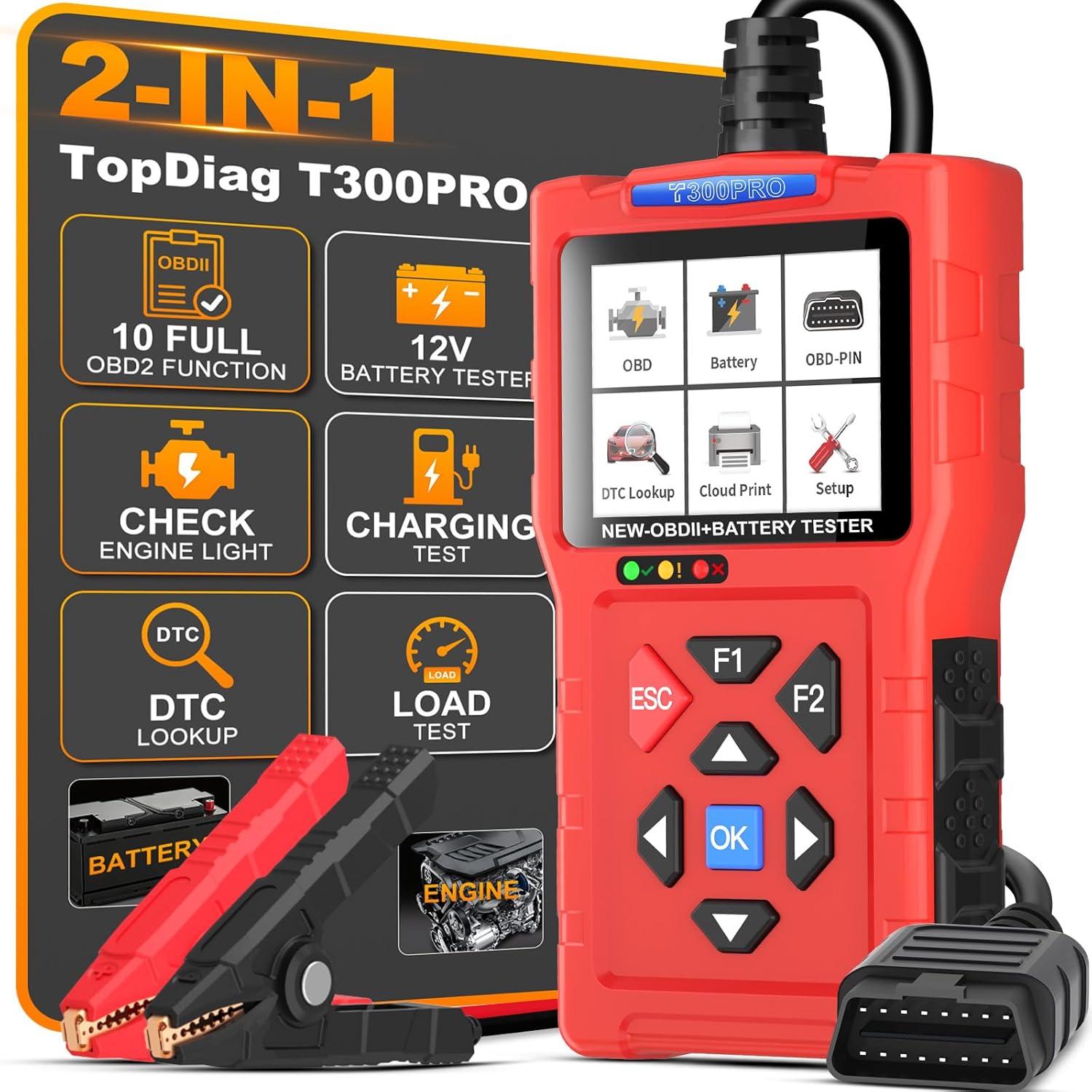 Amazon.com: TopDiag T300PRO Car Code Reader & 12V/24V Battery Tester ...