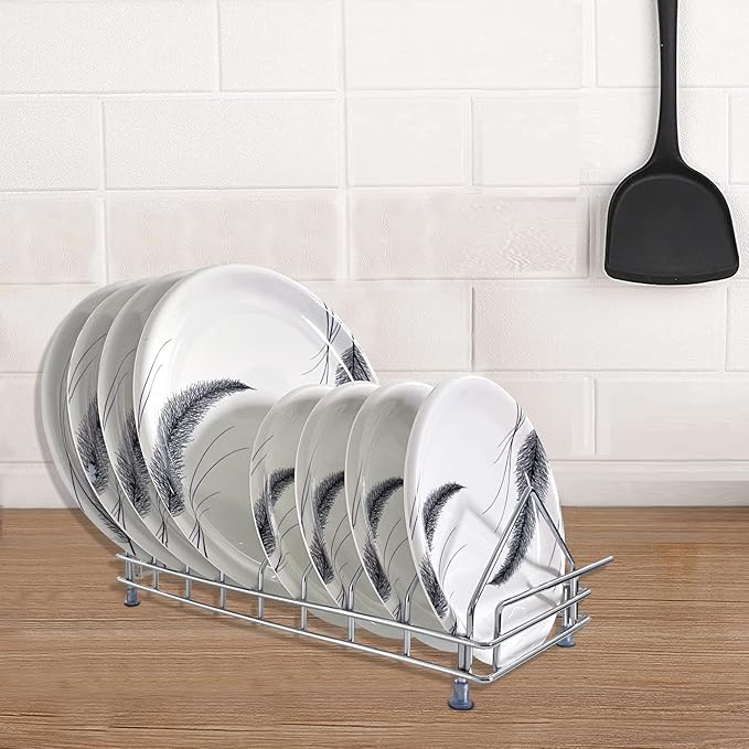 SmartSlide Stainless Steel Plate Stand for Kitchen Cabinet/Plate Rack ...