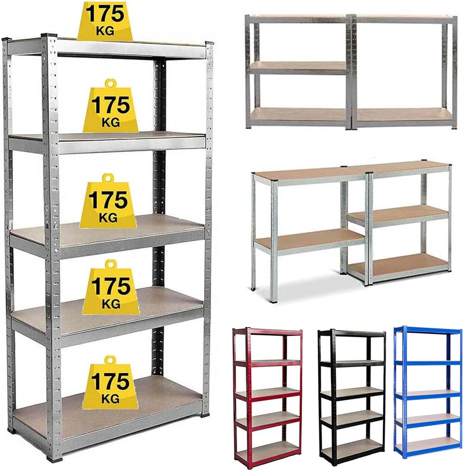 Heavy Duty 5 Tier Boltless Shelving Unit Warehouse Garage Utility Home ...
