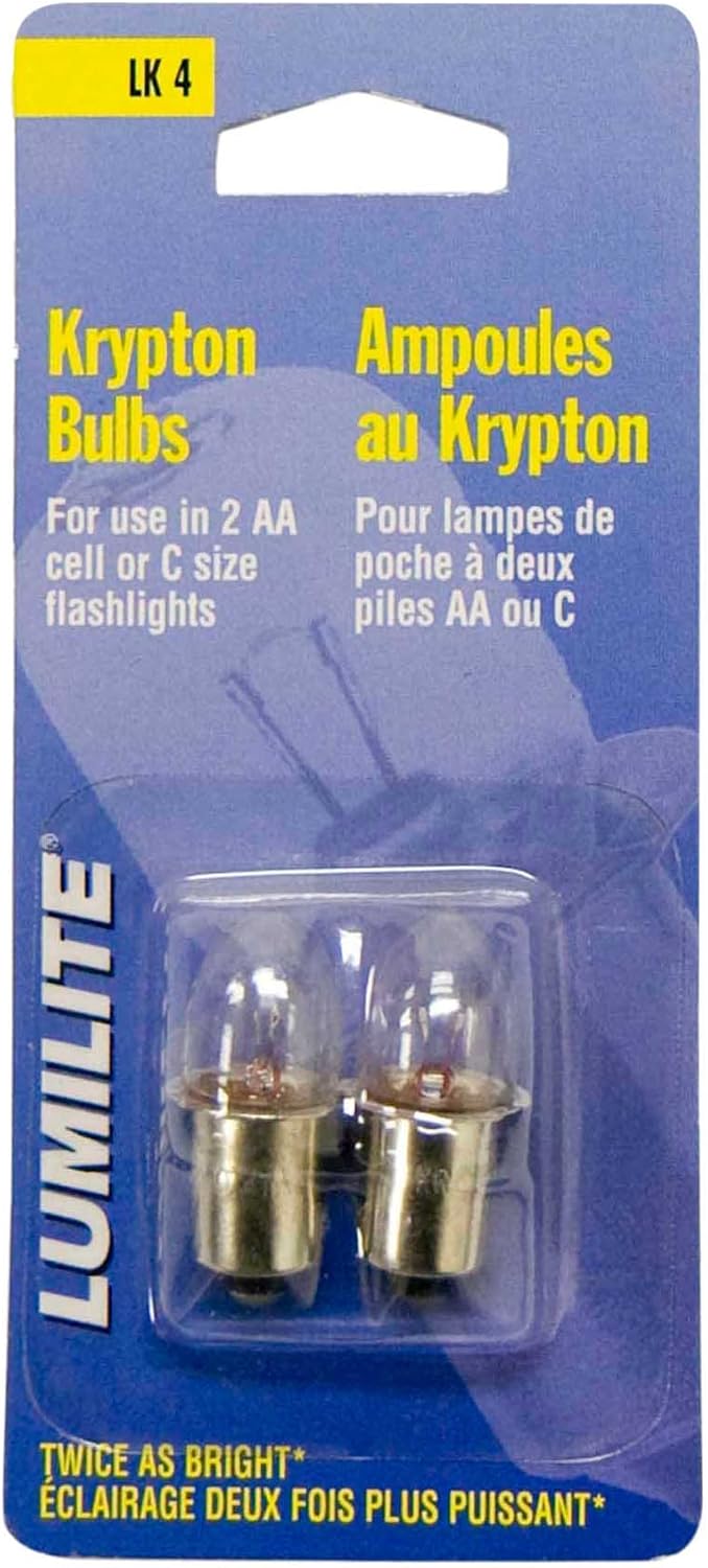 Lumilite LK4 Krypton 2.2V 0.7A Gas Flange Base Bulb for 2AA Cell or 2C ...
