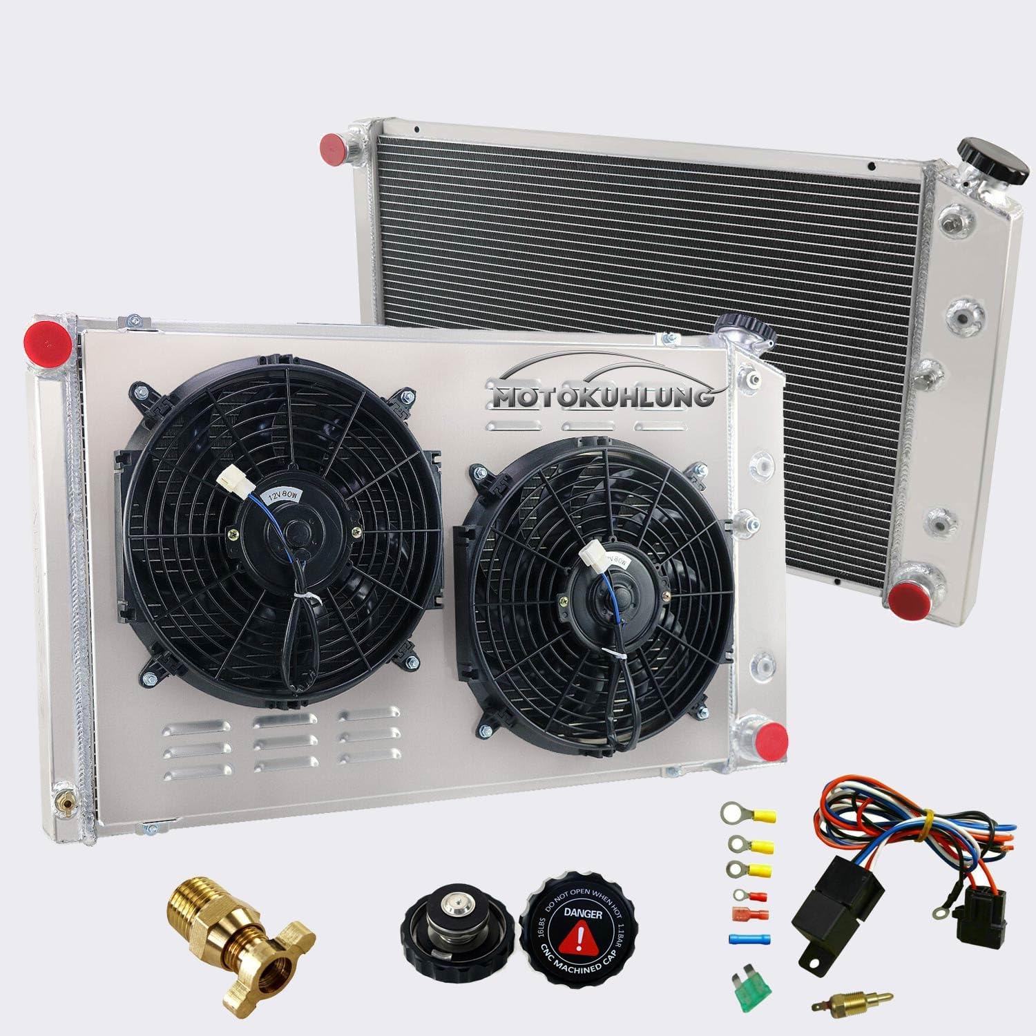 Amazon.com: MotoKuhlung Aluminum Radiator Fan Shroud + Relay Kit Compatible With Chevy GMC ...