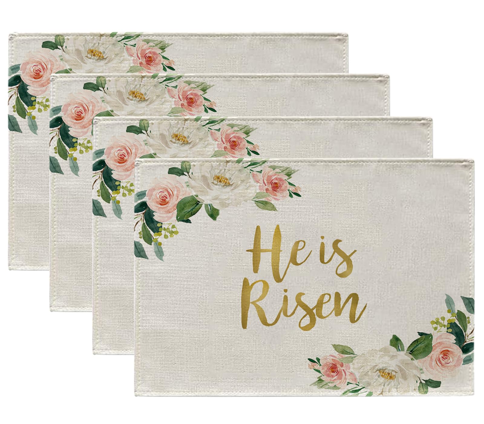 Amazon.com: GPGHE Easter Placemats Religious Cross He is Risen ...