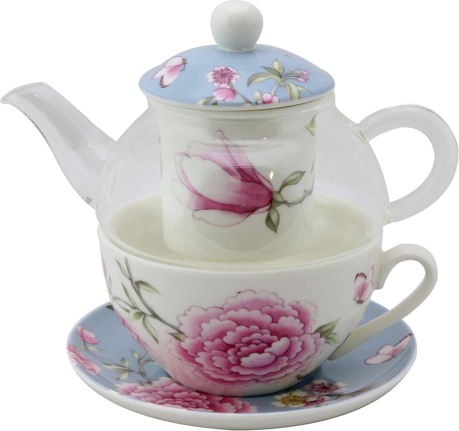 Amazon.com | Grace Teaware 5-Piece Glass Porcelain 10-Ounce Tea For One ...