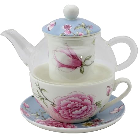 Amazon.com | Grace Teaware 5-Piece Glass Porcelain 13-Ounce Tea For One ...