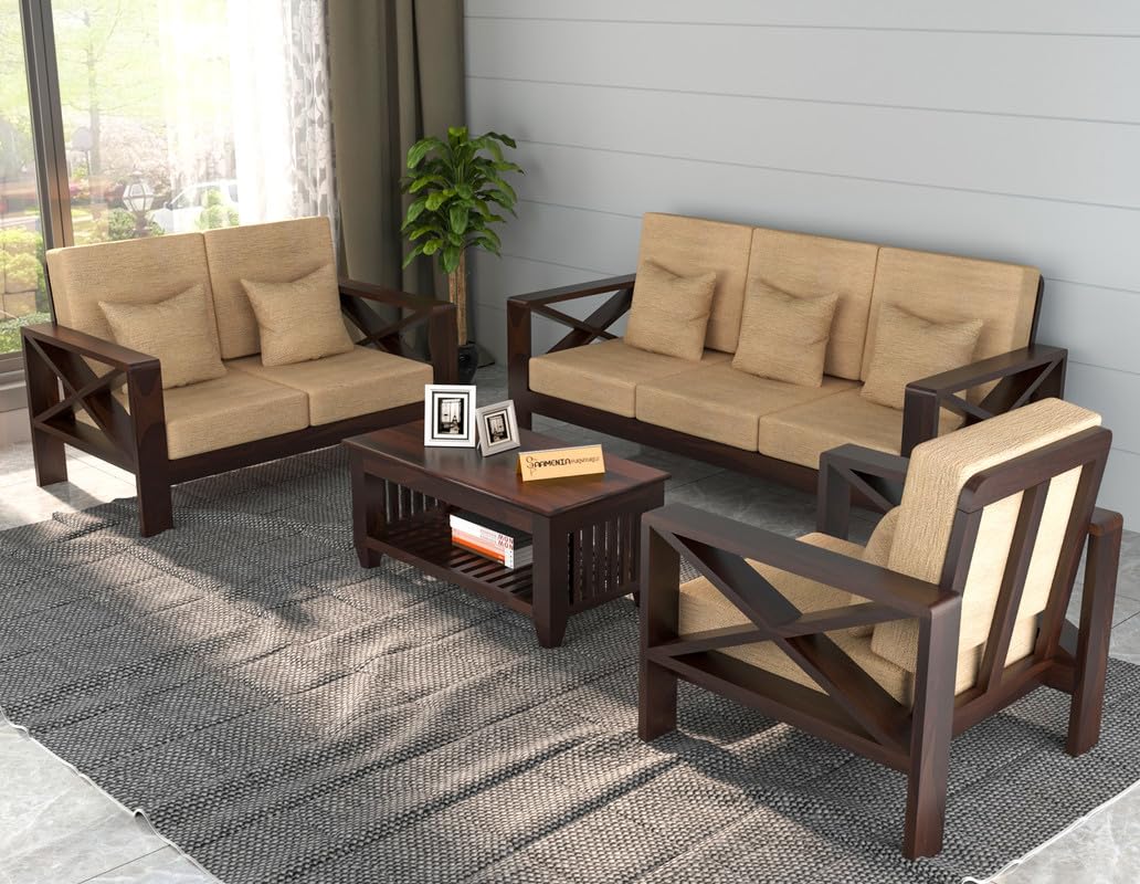 Mamta Furniture Solid Sheesham Wood 6 Seater Sofa Set for Living Room ...