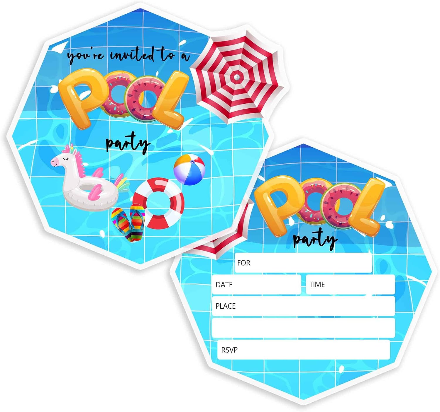 Amazon.com : Rifyue Swim Pool Party Invitations with Envelopes ...