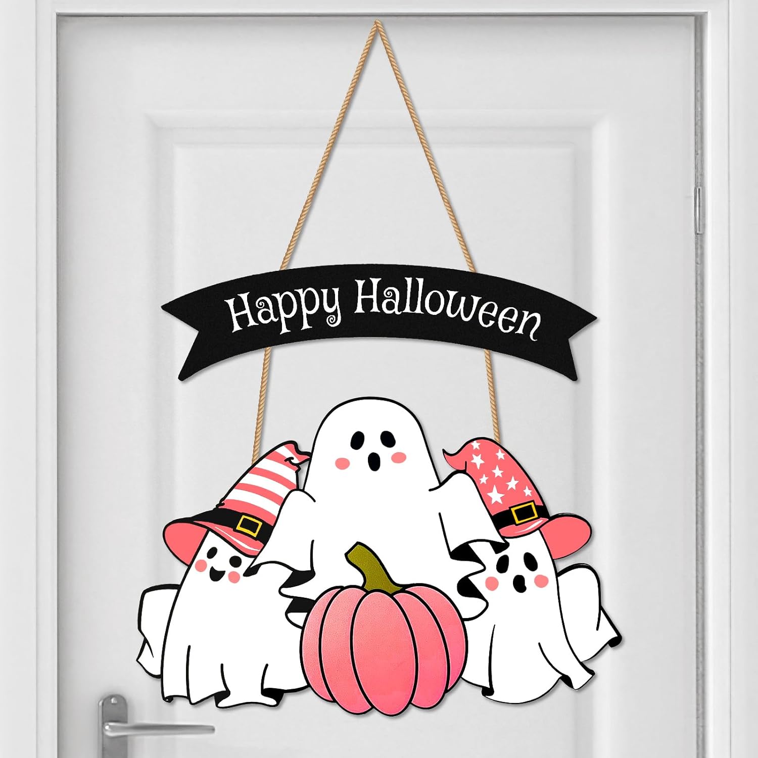 Amazon.com: Pink Halloween Decor, Happy Halloween Door Decorations As ...