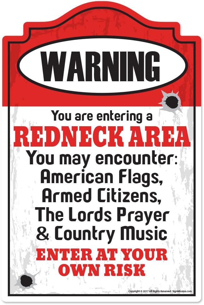Amazon.com: Redneck Area Novelty Sign | Indoor/Outdoor | Funny Home ...