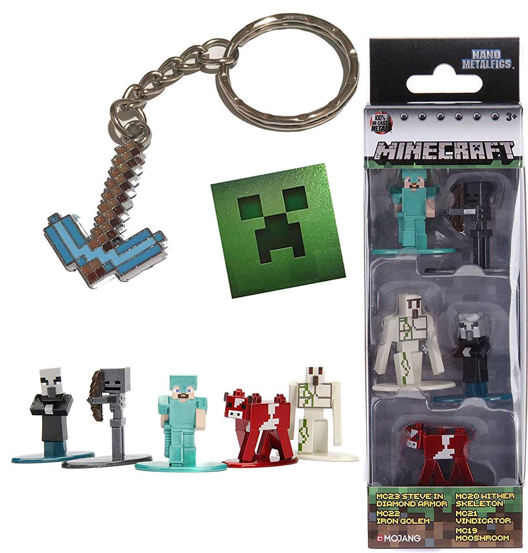 Blue Diamond Pickaxe Minecraft Nano Figures Foil Sticker And Metal ...