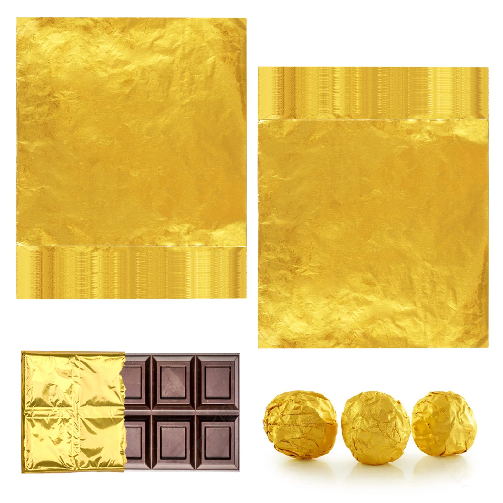 Buy Qfeley 200 Pieces 8x8inch Foil Chocolate Candy Wrappers Gold ...