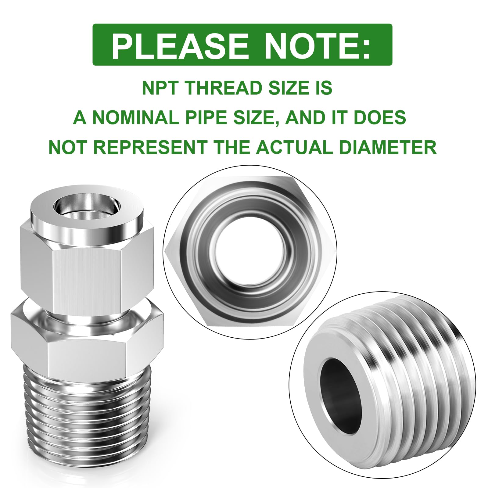 Snapklik.com : TAISHER 5PCS 304 Stainless Steel Compression Tube Pipe ...