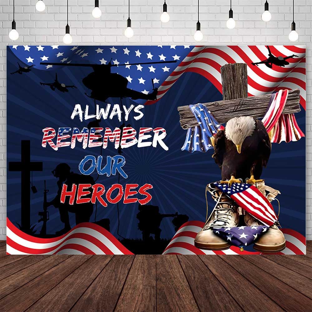 Amazon.com : AIBIIN 7x5ft 4th of July Backdrop Always Remember Our ...