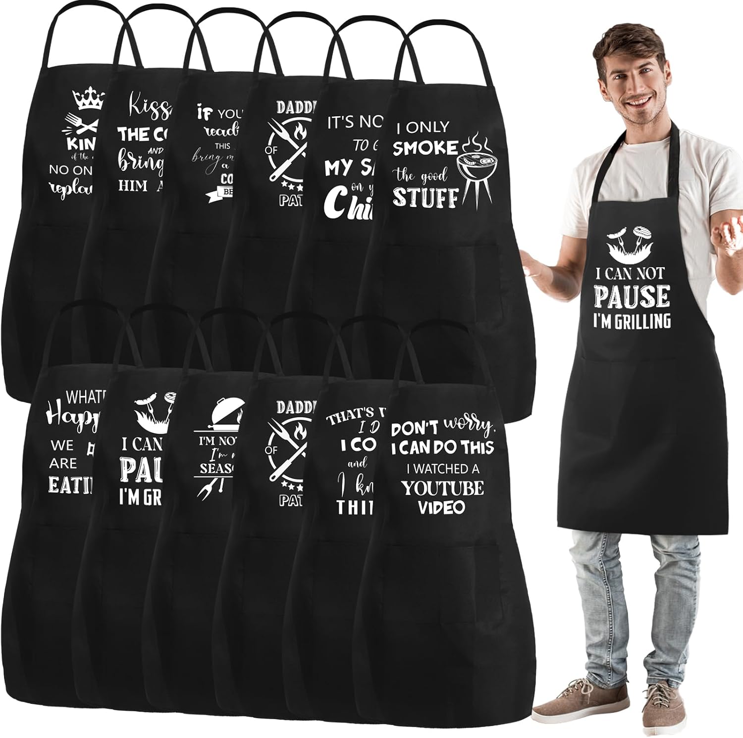 Amazon.com: Suhine 12 Pcs Funny Quotes Kitchen Cooking Aprons for Men ...