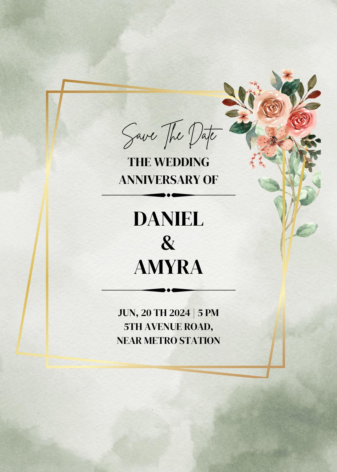 Printable Wedding Anniversary Invitation Cards Love Roses Free