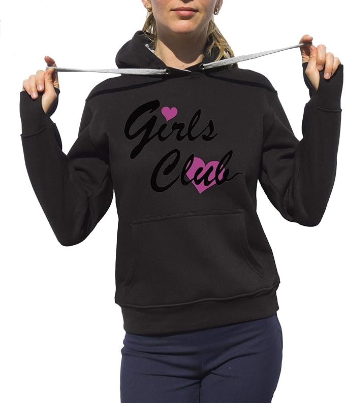 Girls Club Party Heart Women Hoodie Black : Amazon.co.uk: Clothing