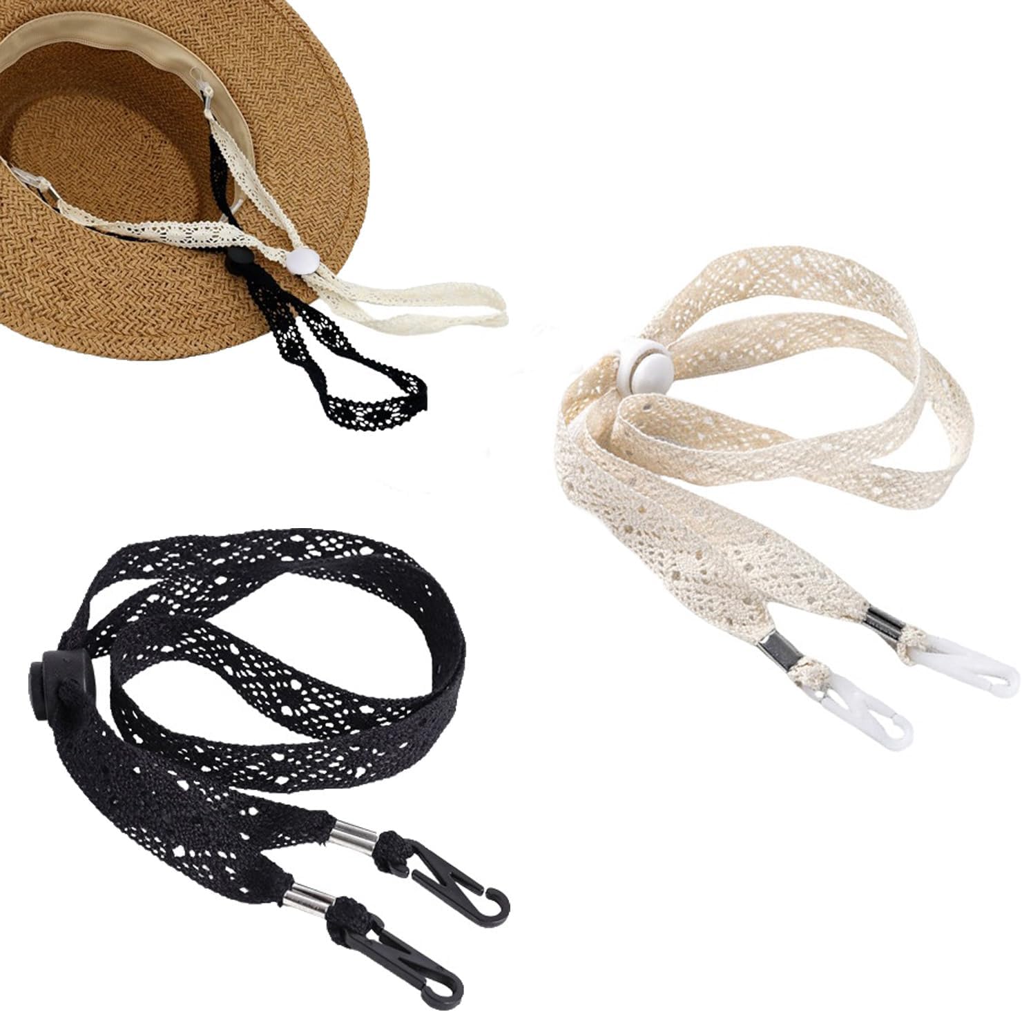 ArrErr 2 Pack Sun Hats Chin Strap Replacement Bucket Hat Strap Clips ...