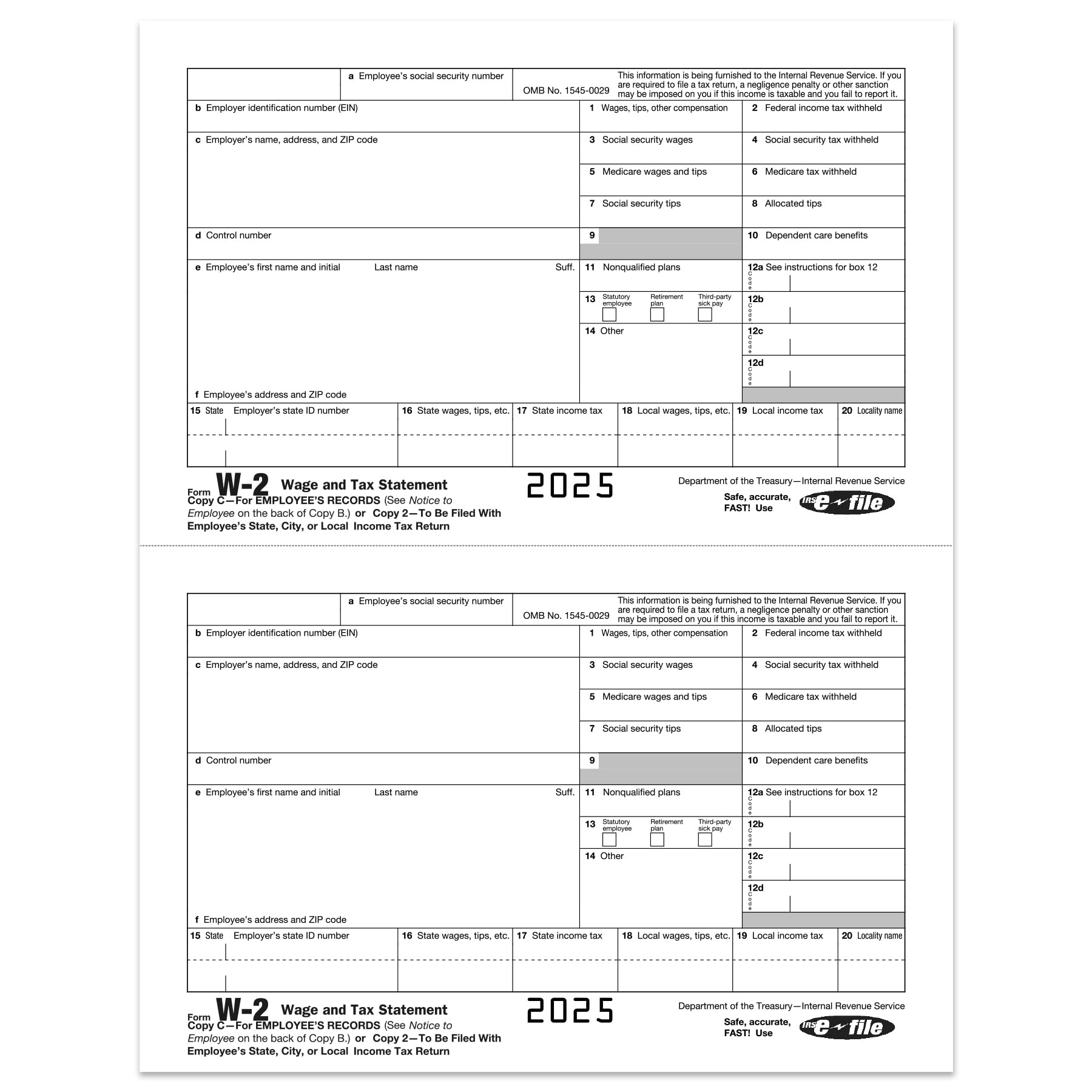 Snapklik.com : W2 Forms 2025, 6 Part Tax Forms, 25 Employee Kit Of ...