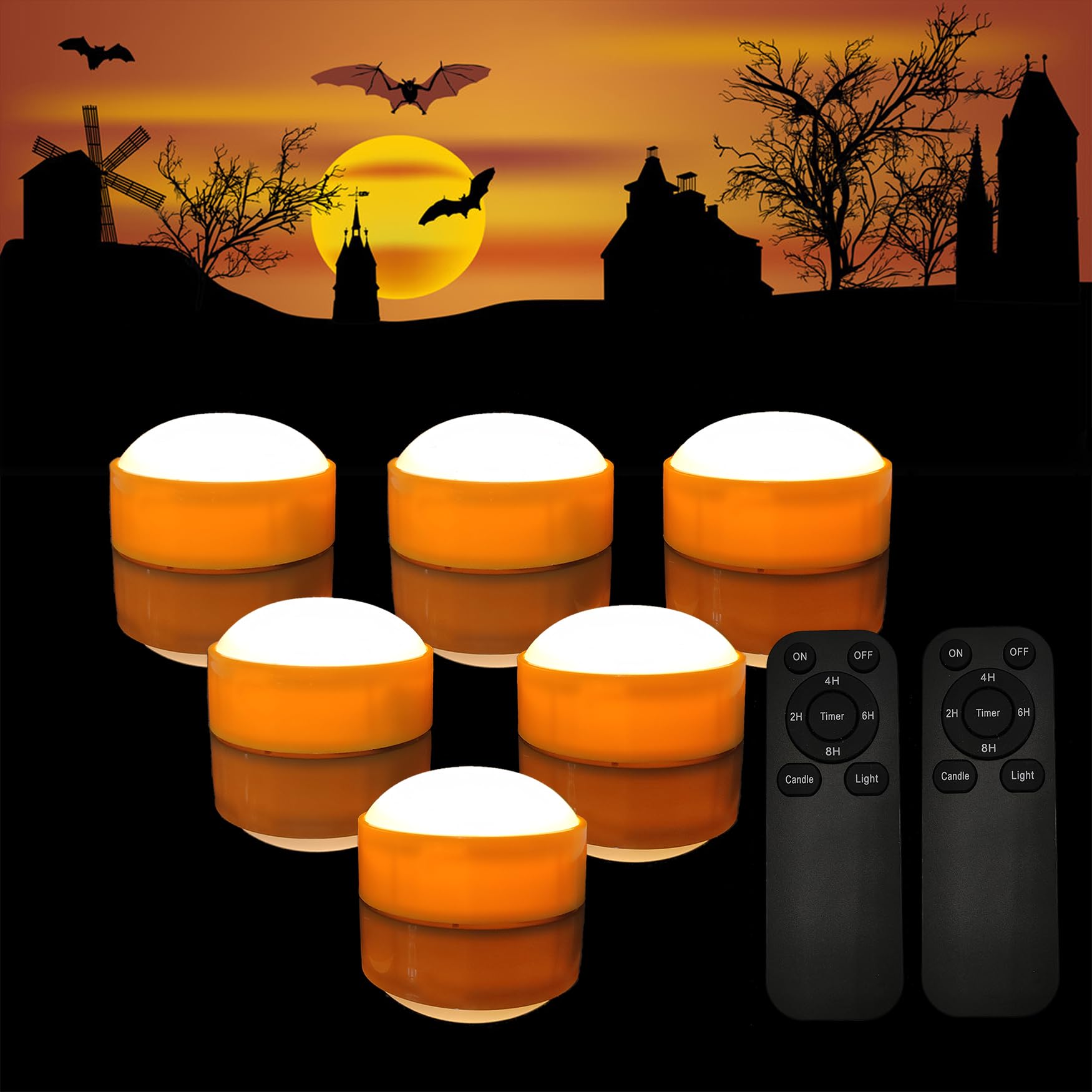 Amazon.com: 6 Pack Halloween Pumpkin Lights with Remote and Timer ...