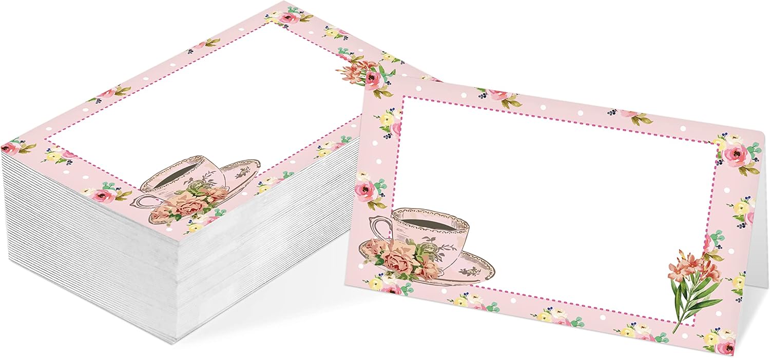 Amazon.com: Table Place Card, Tea Party Themed Tent Style Cards, Pack ...