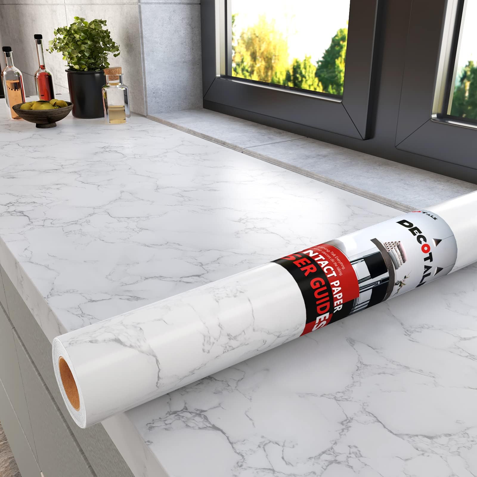 Large White Marble Granite Wallpaper Peel Stick Thicken 48x354inch ...