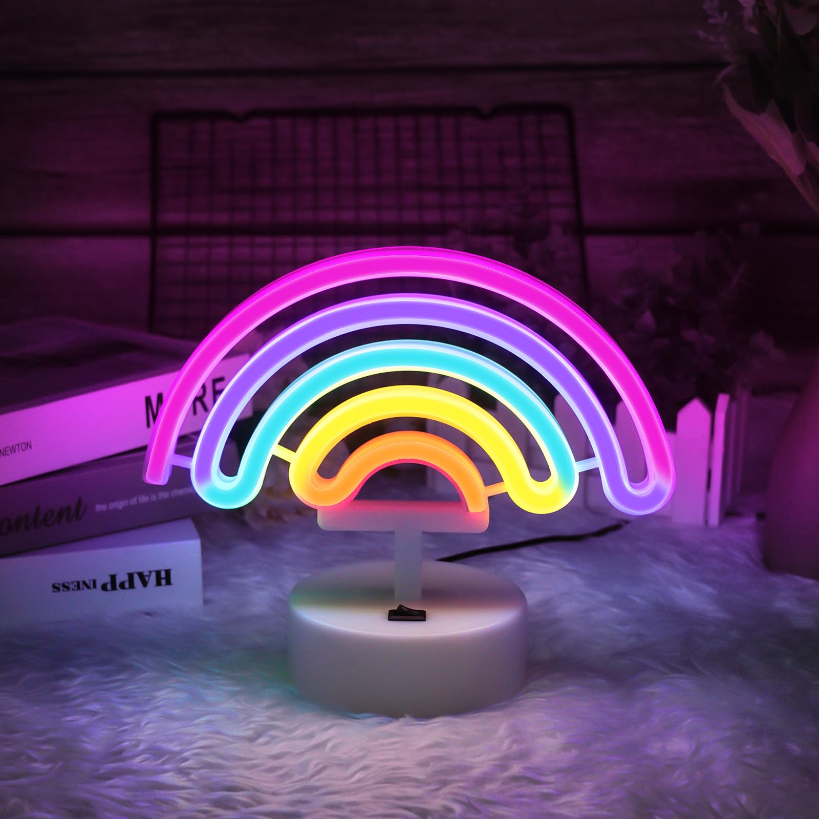 HOTUT Rainbow Neon Light, Rainbow Night Lights for Kids, LED Light ...