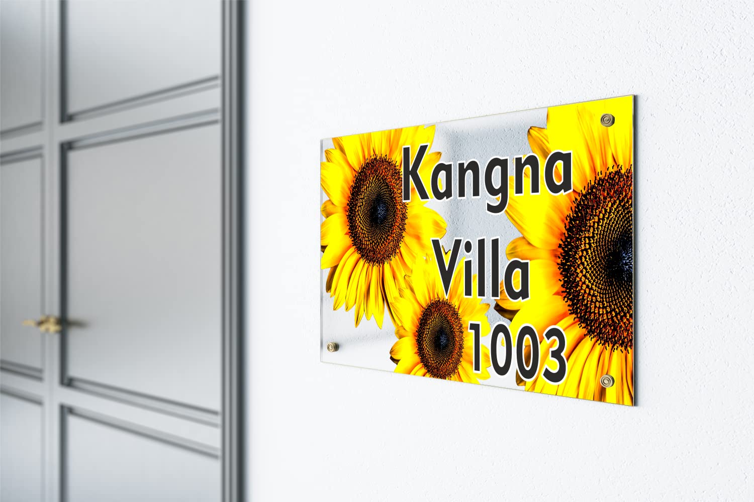 Buy OOCLAS Sunflowers Design Door Name Plate, Custom Sign Plate Laser ...