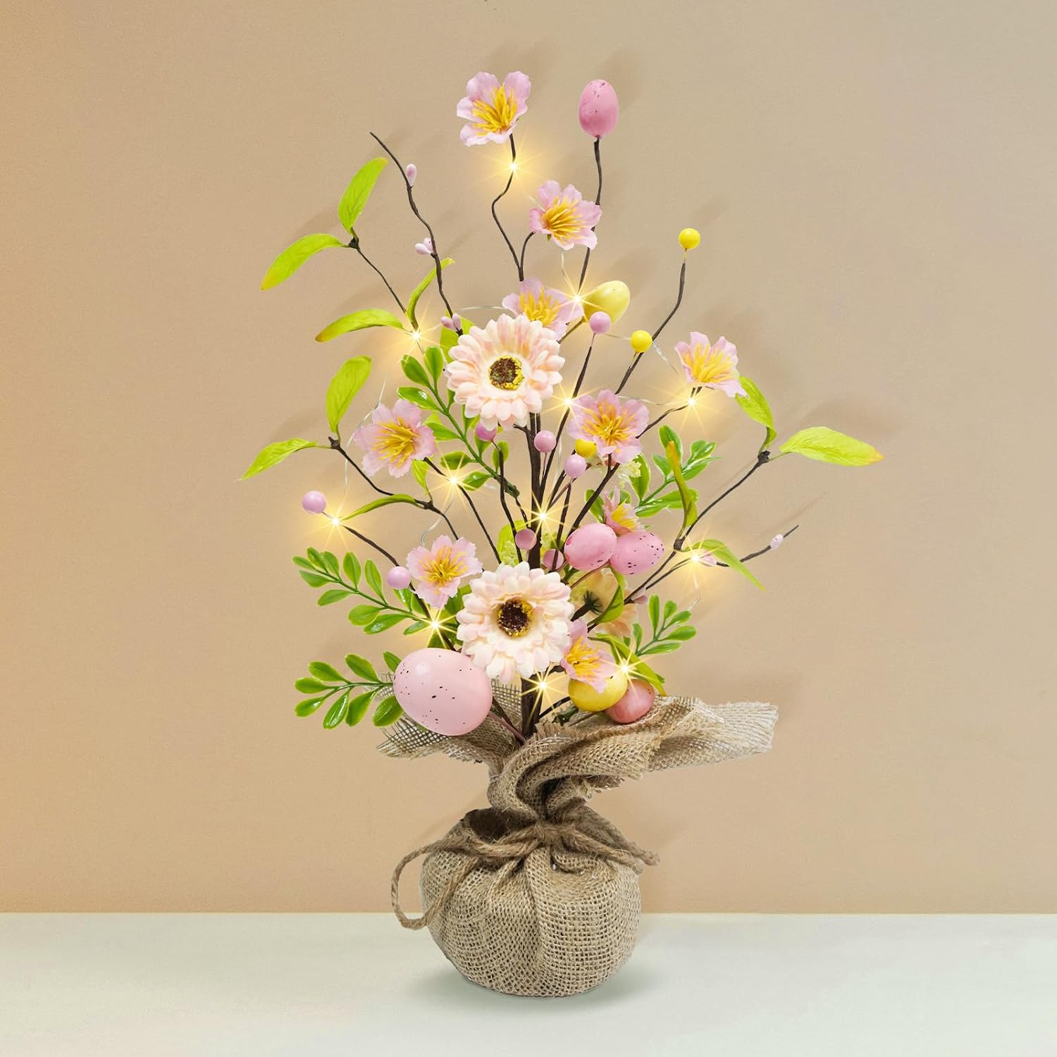 Amazon.com: Dehoxara Easter Decoration 18 Inch Pre-Lit Artificial ...