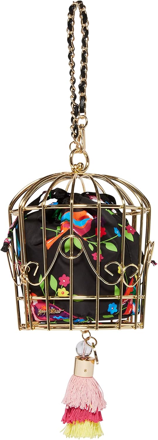 Betsey Johnson Bird is The Word Cage Dancer Wristlet, Black Multi ...