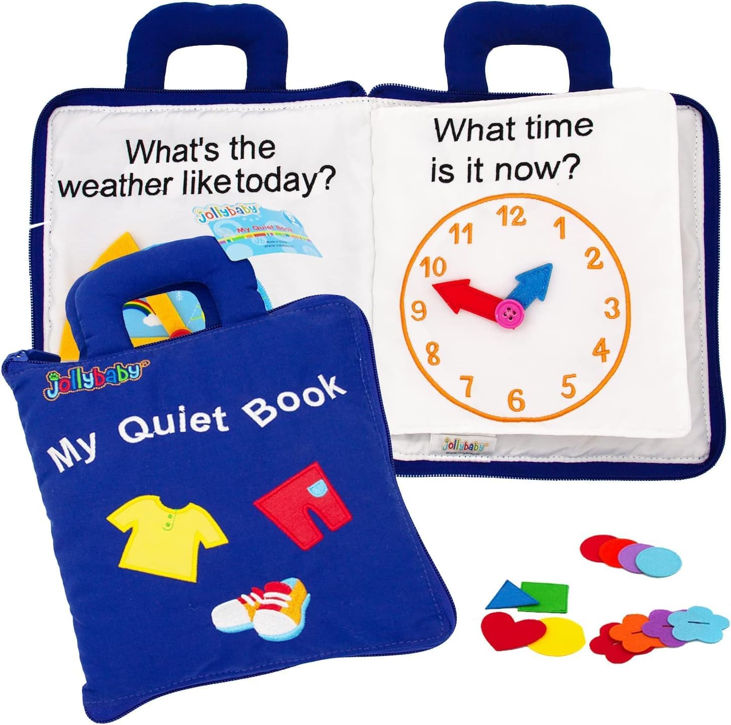 Jollybaby Soft Busy Book, Quiet Book Montessori Toys for 1 2 3 Year Old ...