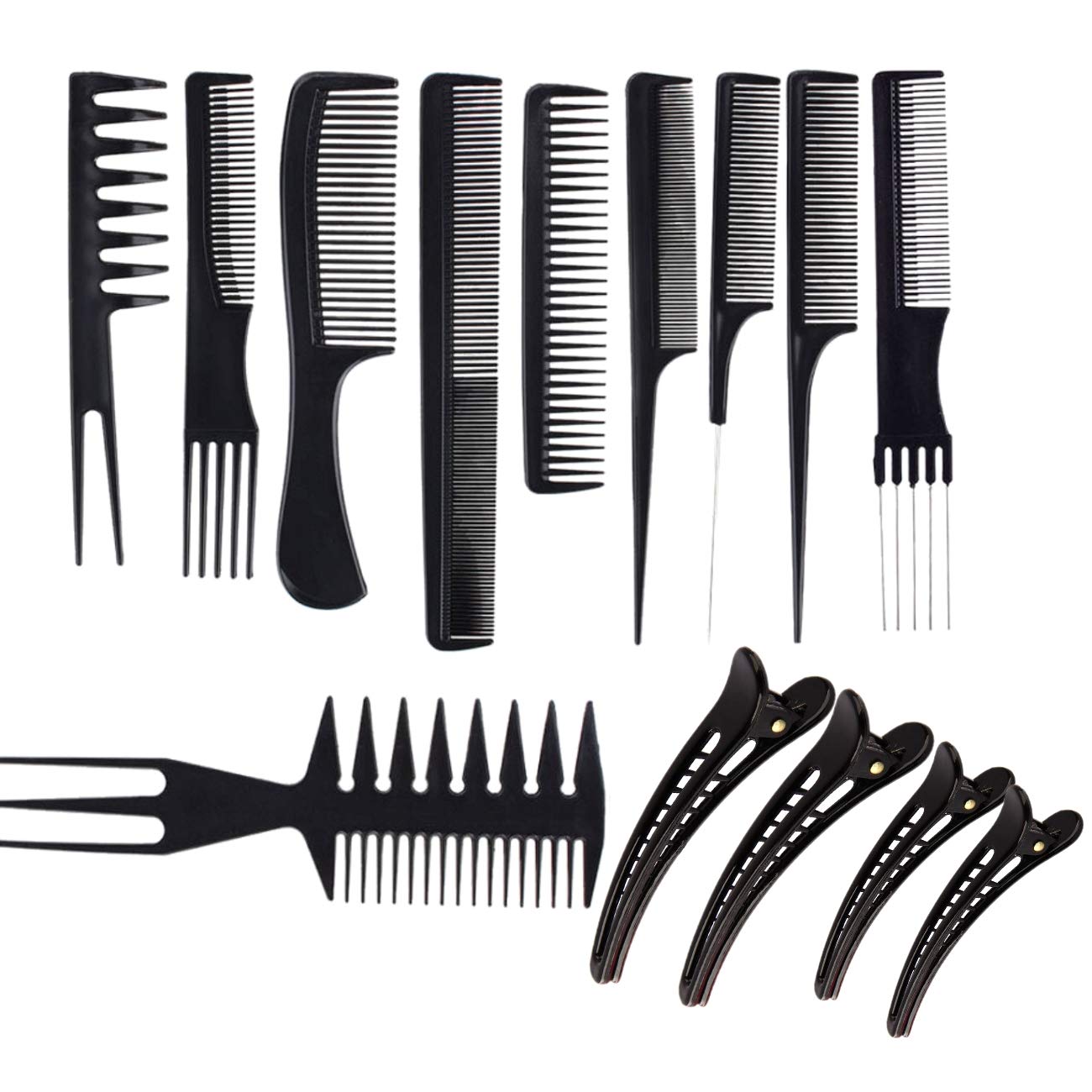 JZK 10x Profi Hair Styling Kämme Friseur Kamm Set + 4x Haarklammern ...