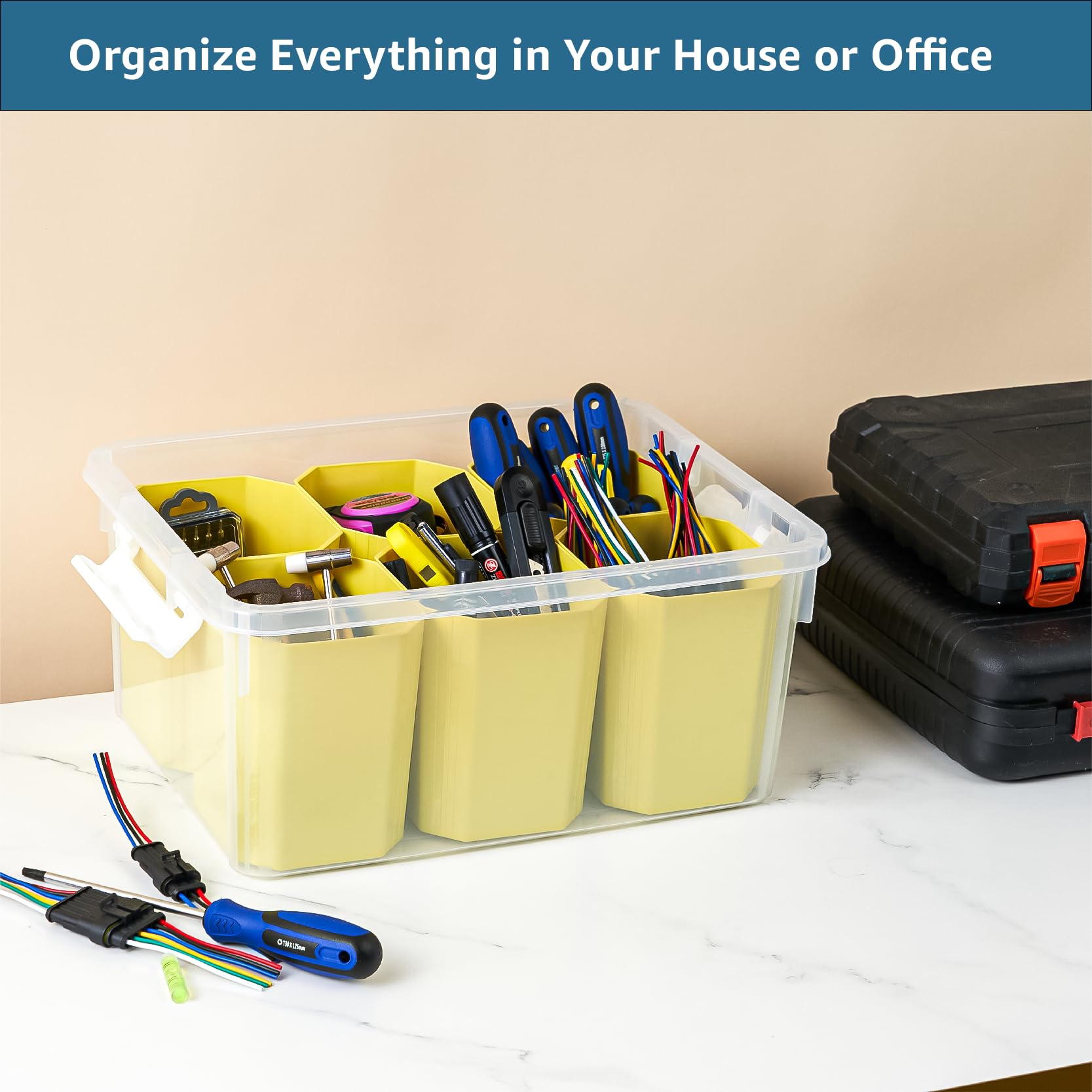 Snapklik.com : 2 PACK 17 QT Plastic Clear Craft Organizer