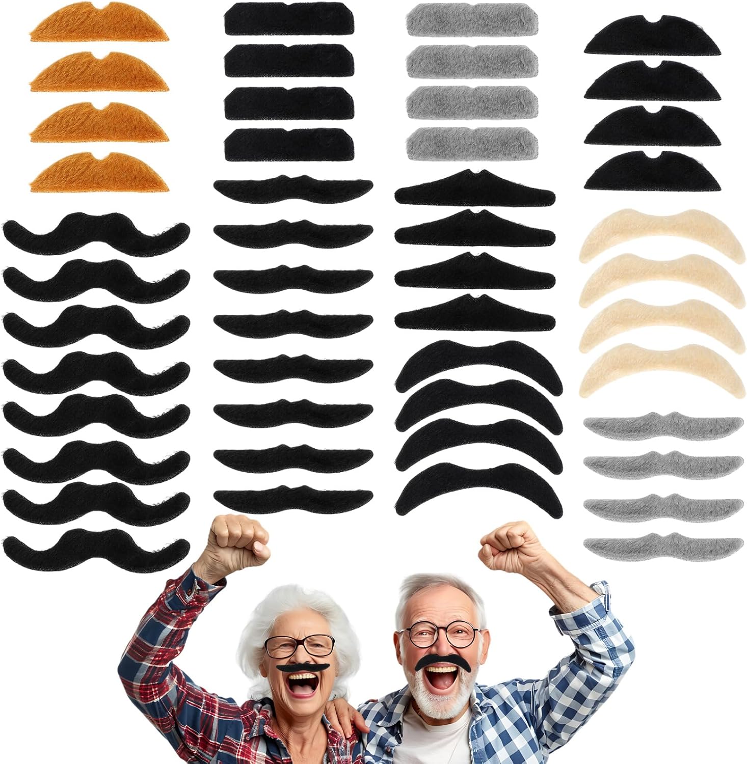 Amazon.com: Tyqour 48pcs Mustache Stickers for Face Fake Mustache Fake ...
