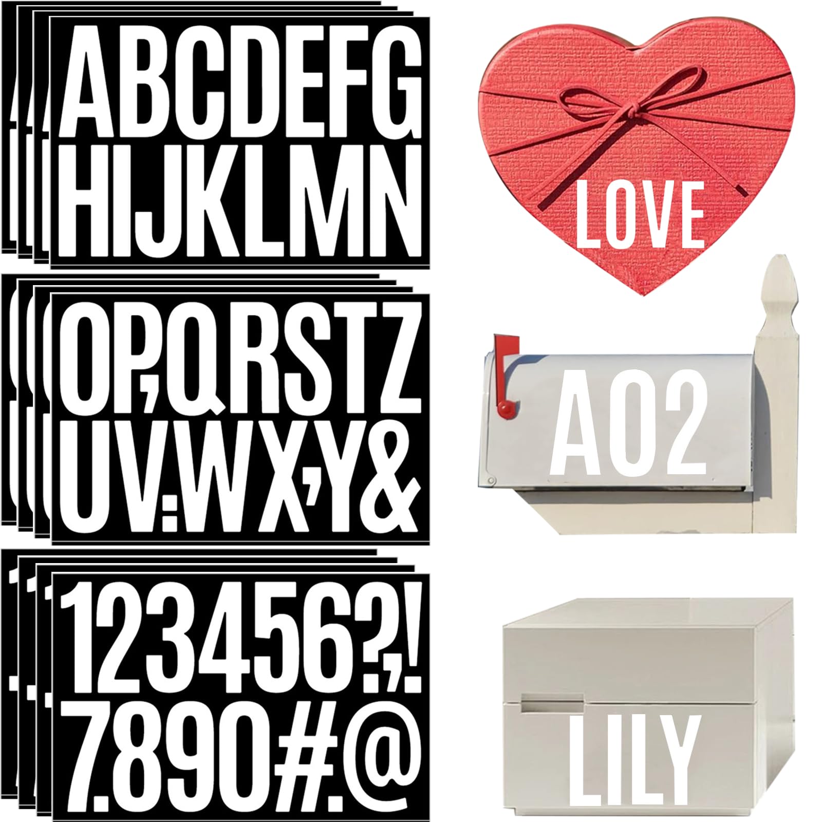 Amazon.com: 12 Sheets 3'' Vinyl Letter Stickers 192 Pcs Mailbox letters ...